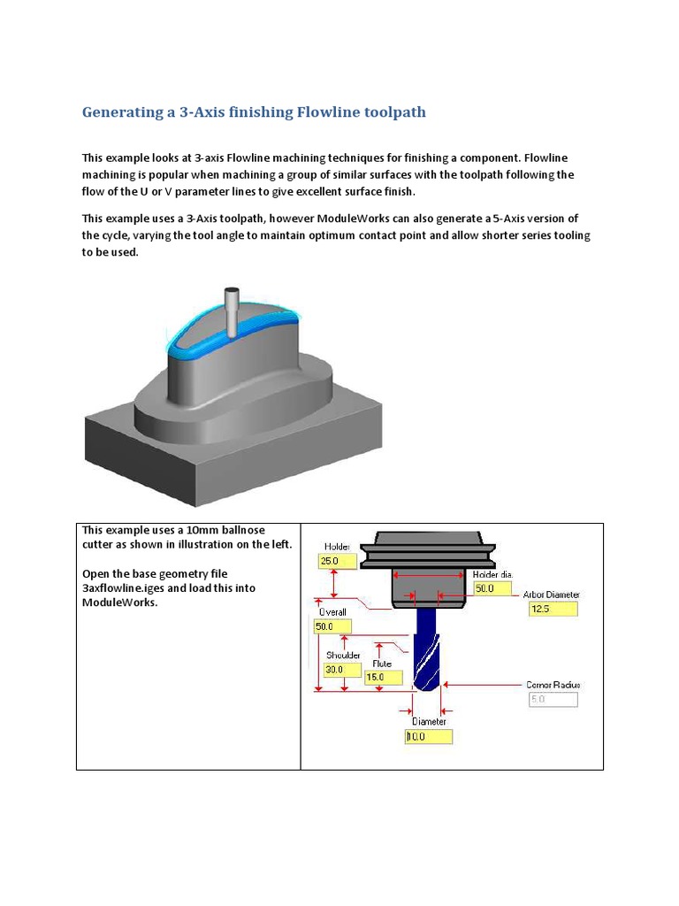 3-Axis Flowline Toolpath Guide | PDF | Machining | Parameter (Computer ...