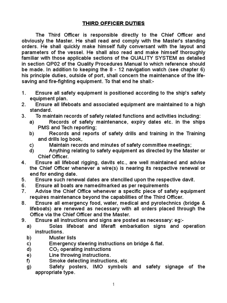 Third Officer Duties | PDF | Flag | Ships