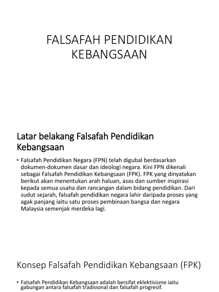 Falsafah Pendidikan Kebangsaan Pdf