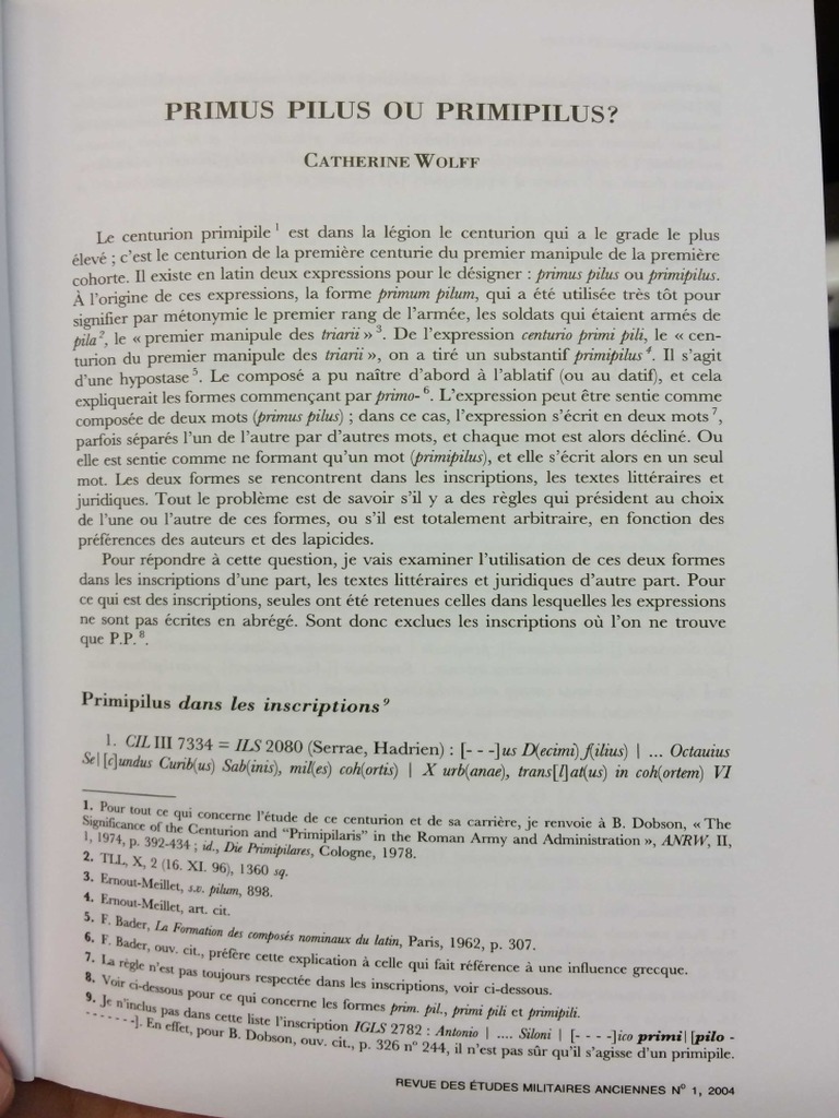 Primus Pilus ou Primipilus ? | PDF | Magistrature romaine ...