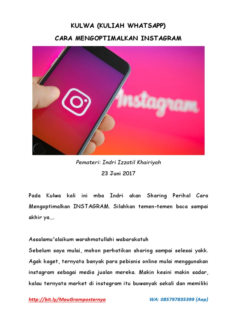 Kulwa Cara Mengoptimalkan Instagram | PDF