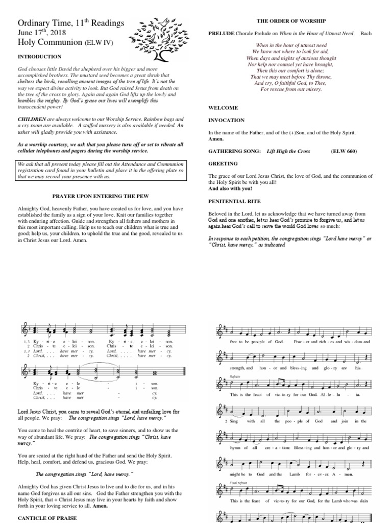 Ordinary Time, 11 Readings Holy Communion: June 17, 2018 | PDF | God ...