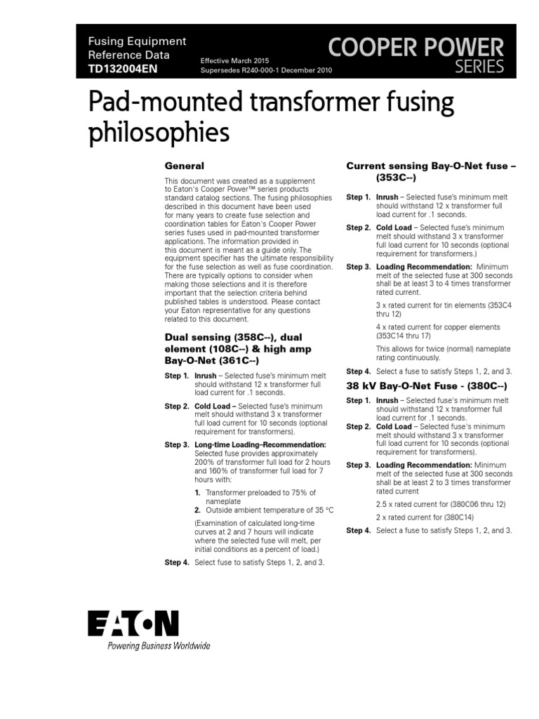 Pad-Mounted Transformer Fusing Philosophies | PDF | Fuse (Electrical ...