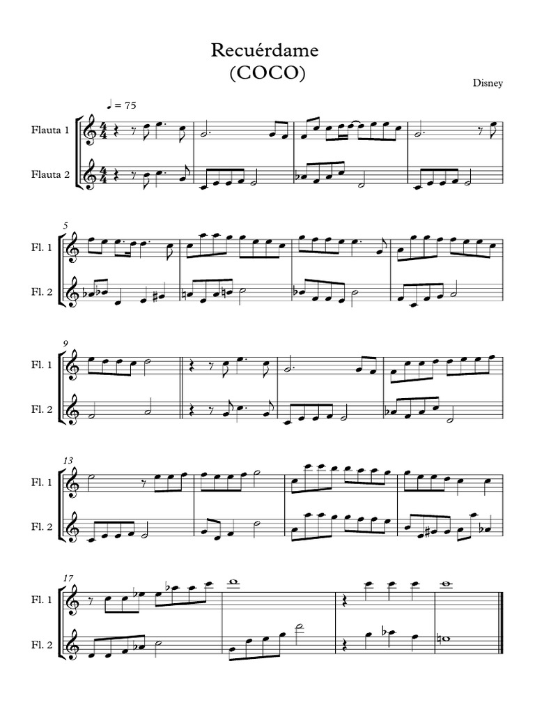 Recuérdame (COCO) - Partitura Completa | PDF