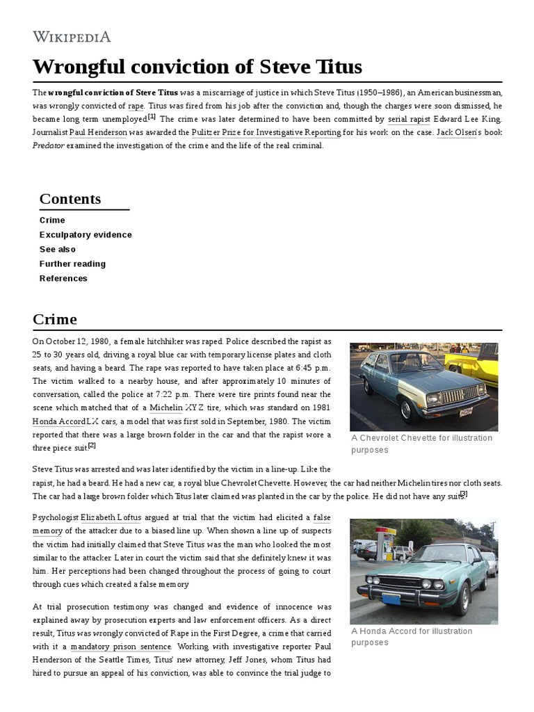 Wrongful Conviction of Steve Titus | PDF | Justice | Crime & Violence