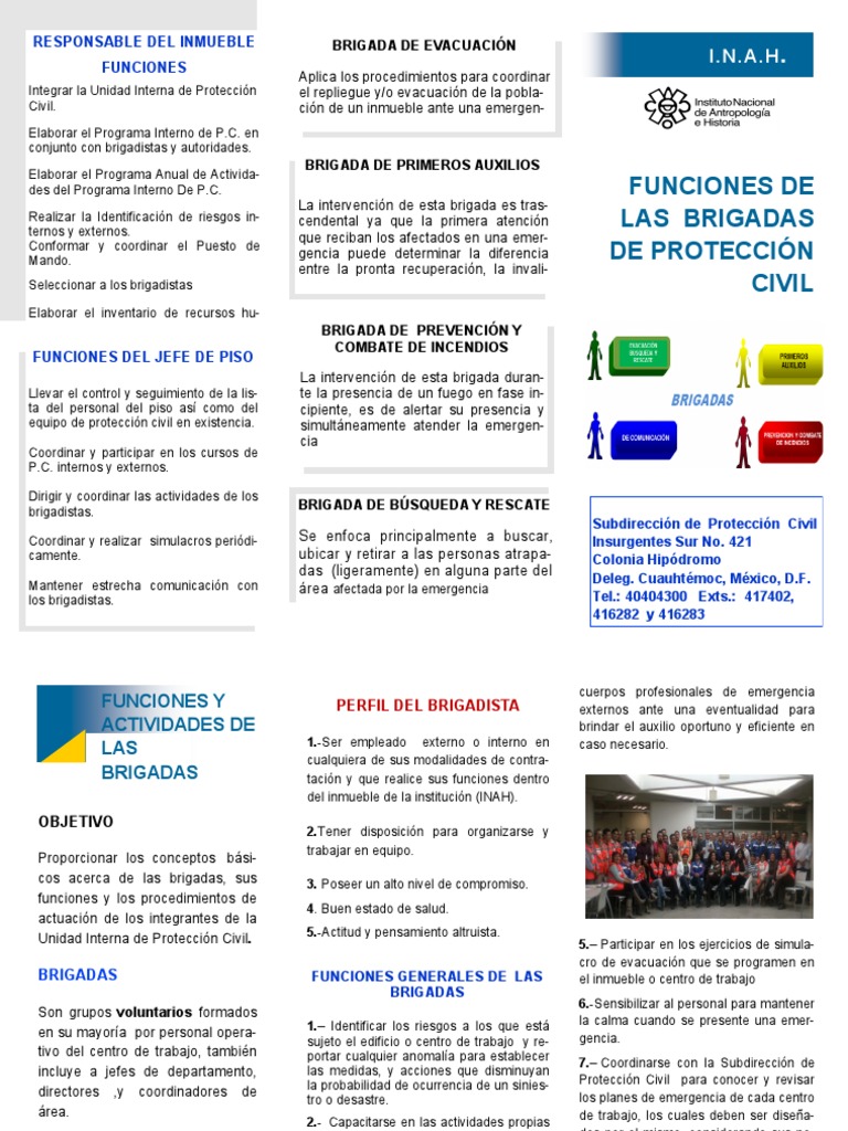 Triptico Funciones de Las Brigadas | PDF | Defensa Civil | Violencia