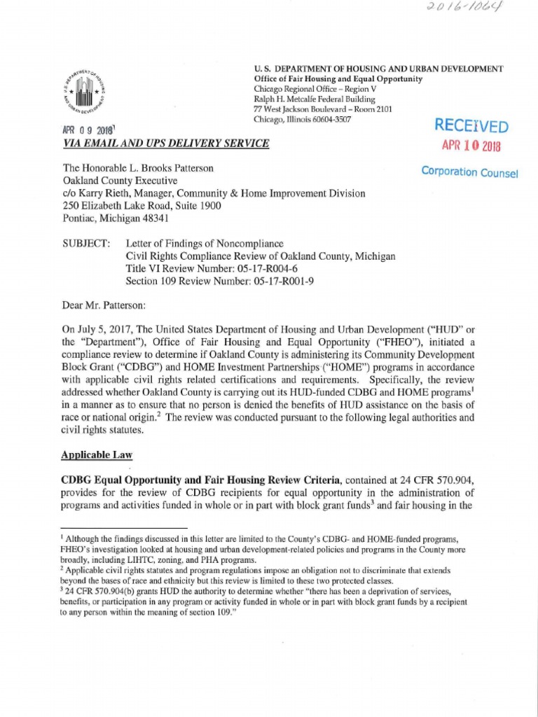 HUD Letter of Findings 040918 | PDF