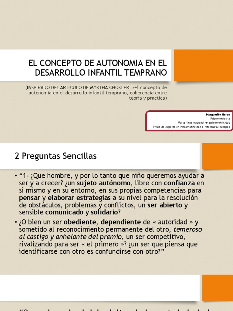 El Concepto de Autonomia Segun M. Chokler PDF | PDF | Adultos | Las ...