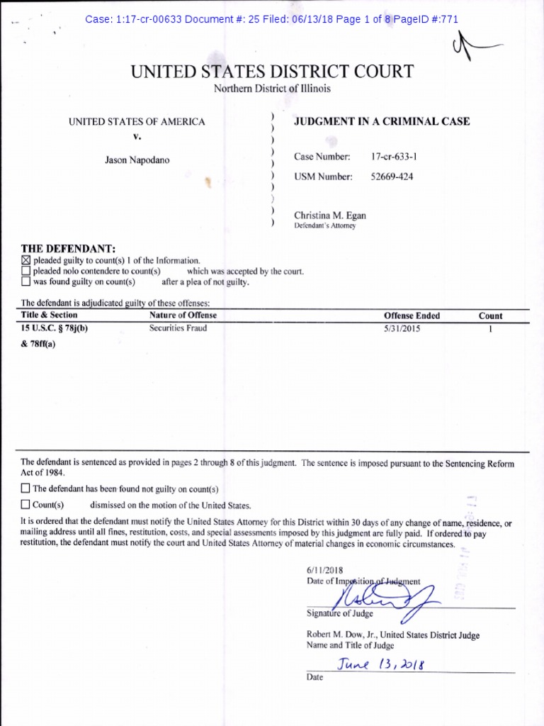 2018-06-11 Jason Napodano Sentencing Order | PDF | United States ...