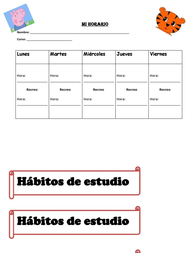 Horario Habitos de Estudio | PDF