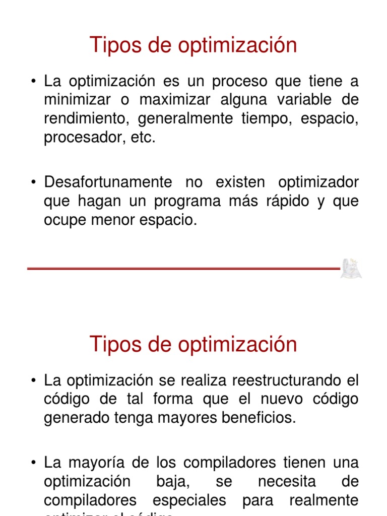 Tipos de Optimizacion | Optimización Matemática | Programa de computadora