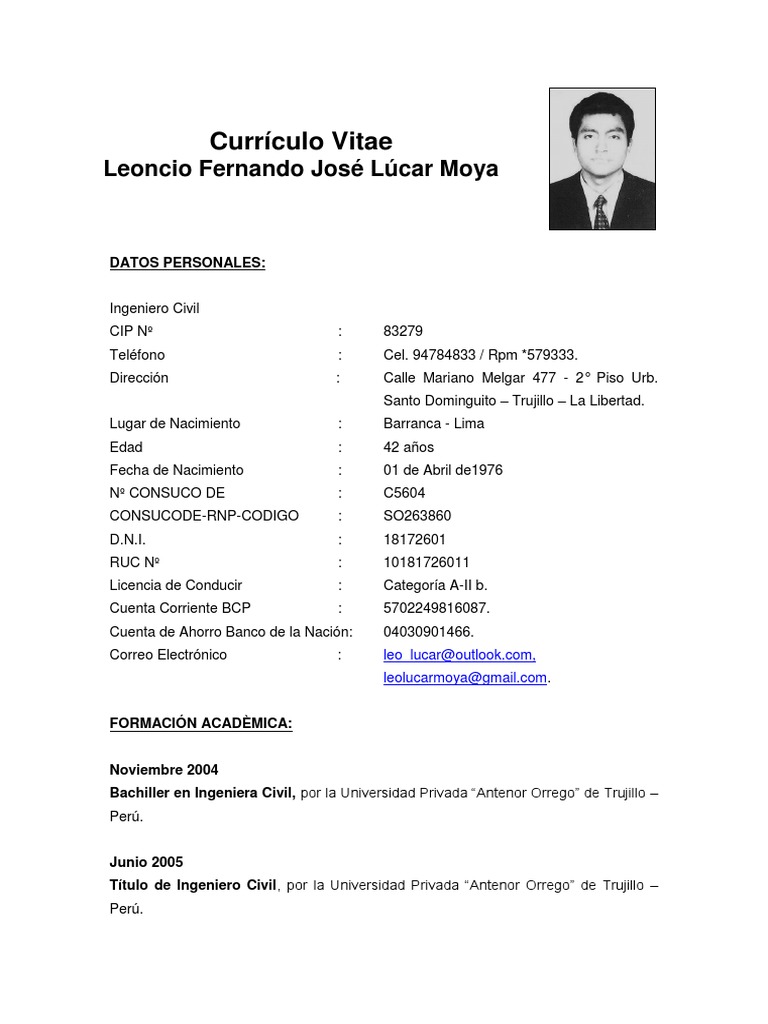 Curriculo Leo Lucar Edificacion | PDF | Academia | Ciencia y Tecnología