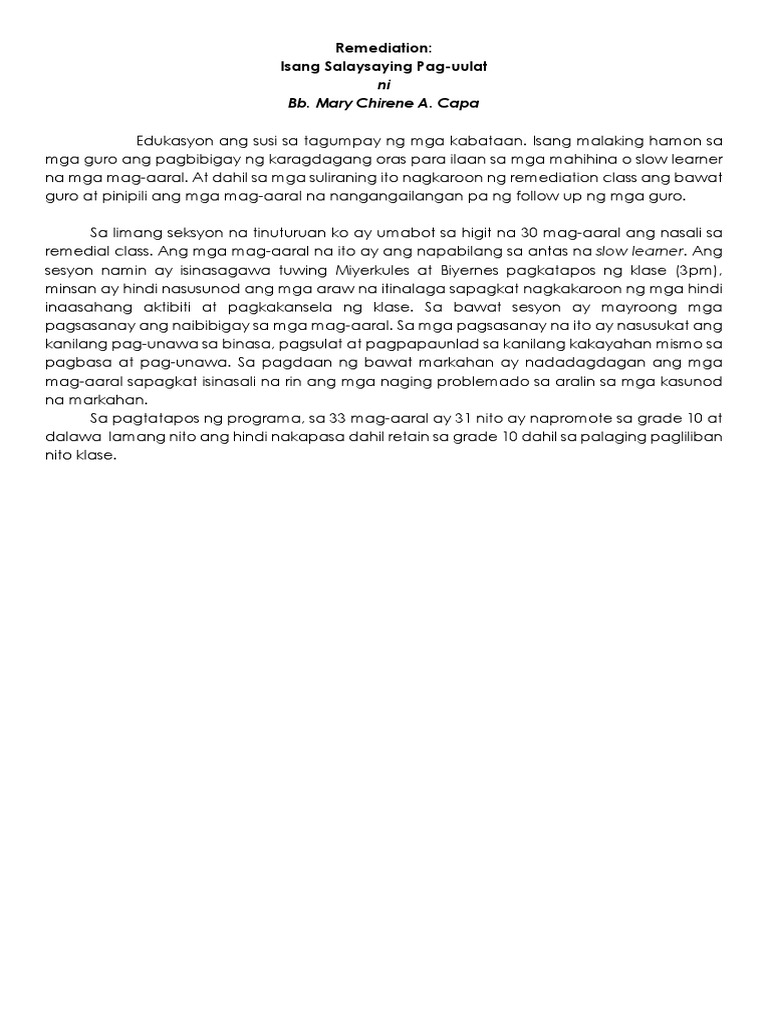 Remediation Narrative | PDF