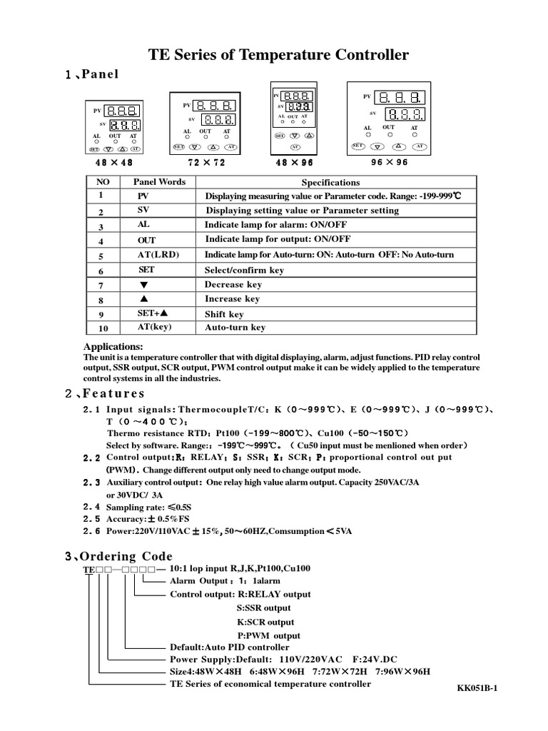 Te Series of Temperature Controller Old | PDF | Control Theory ...