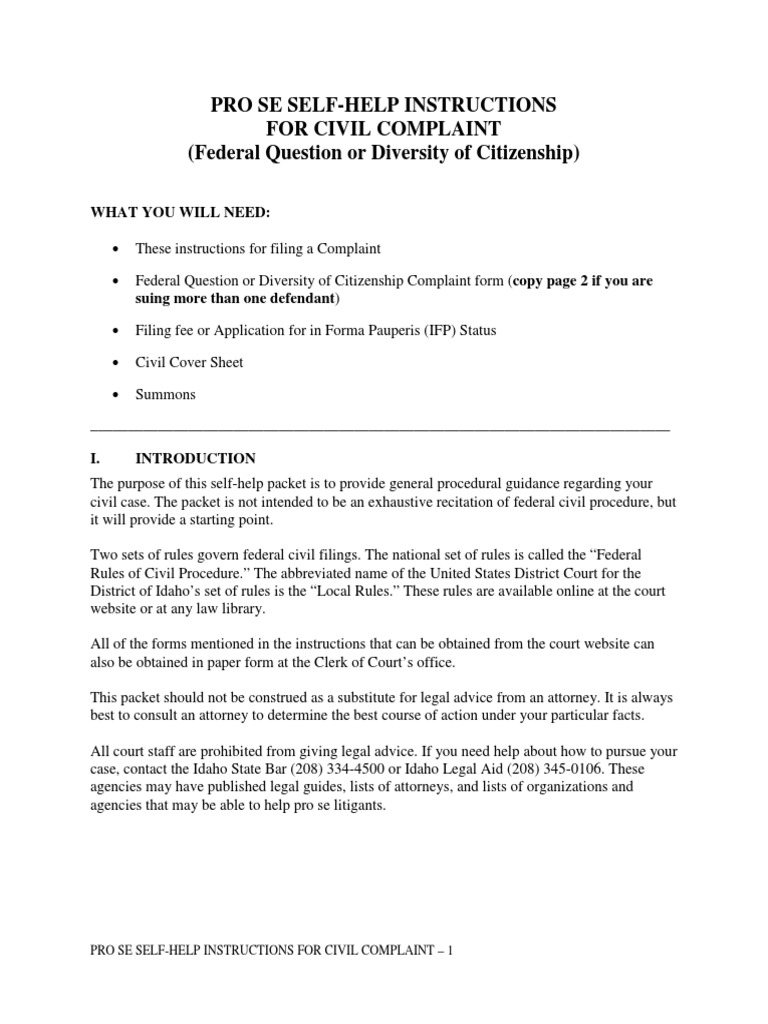 Pro Se Litigant Self Help Instructions 1308 | PDF | Discovery (Law ...