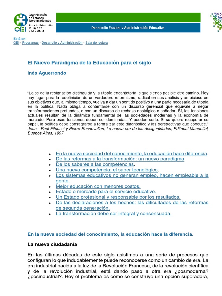 Ines Aguerrondo | PDF | Aprendizaje | Conocimiento