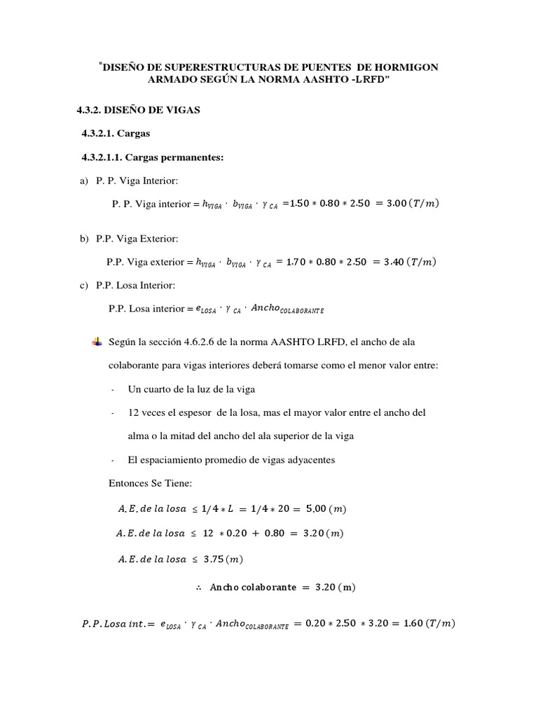 Diseño de Superestructuras de Puentes de Hormigon Armado Según La Norma ...