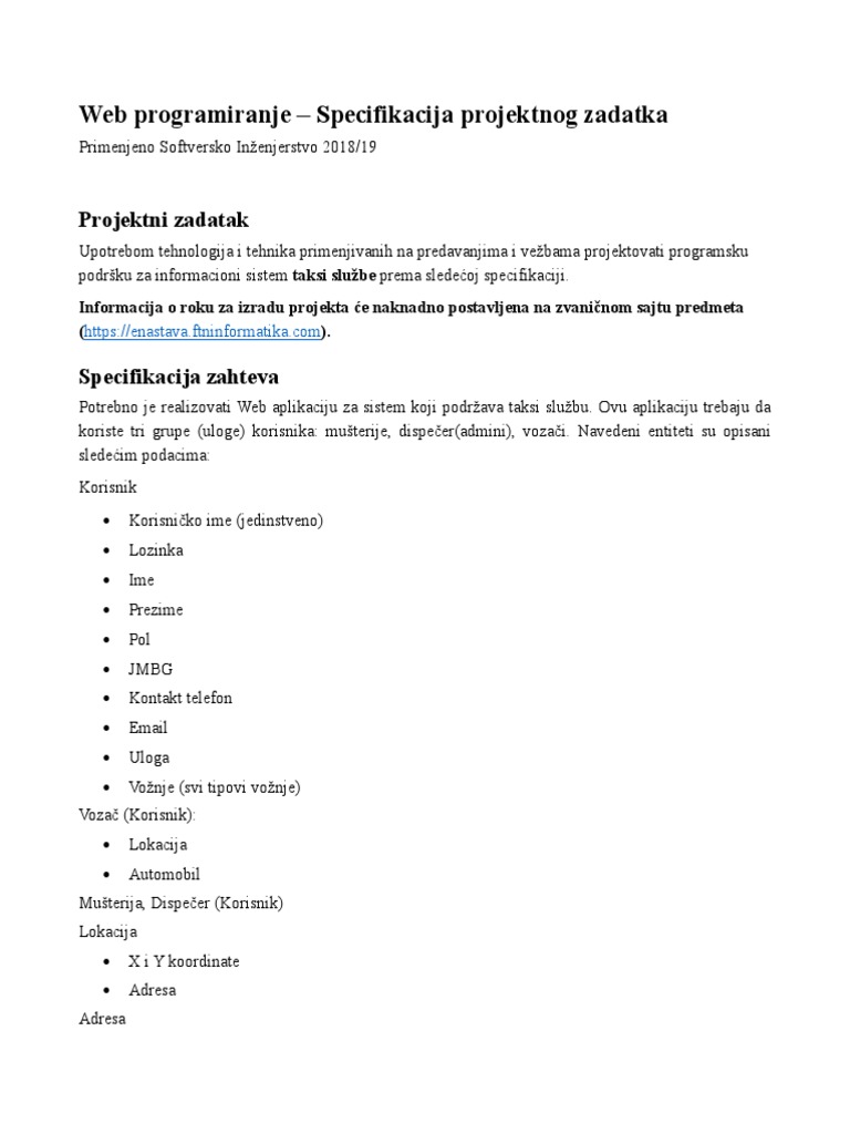 Web Programiranje 2018-19 | PDF