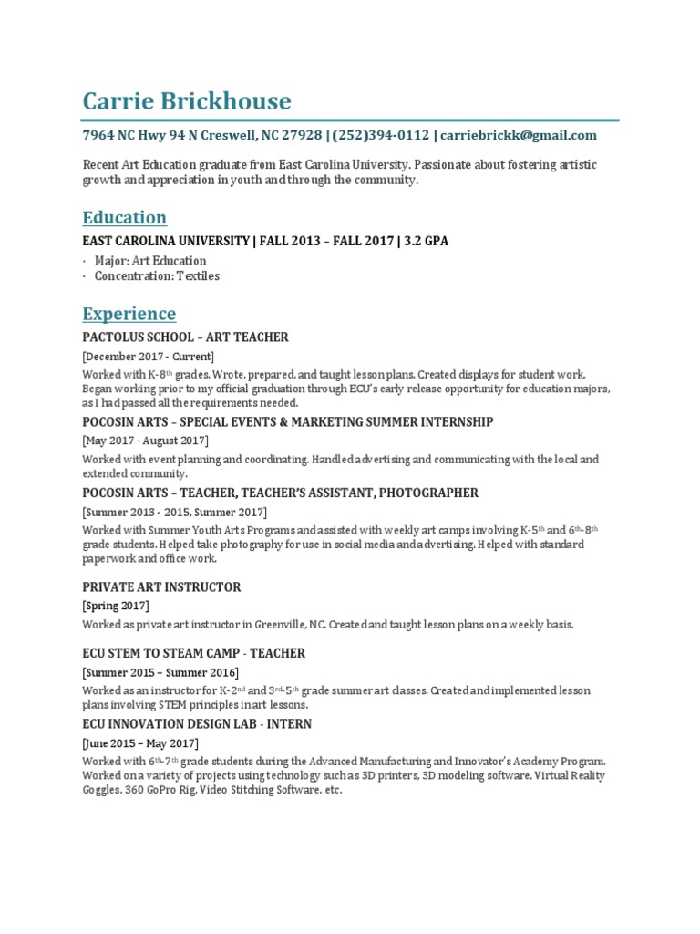 Resume 2018 | PDF | Teachers | Behavior Modification