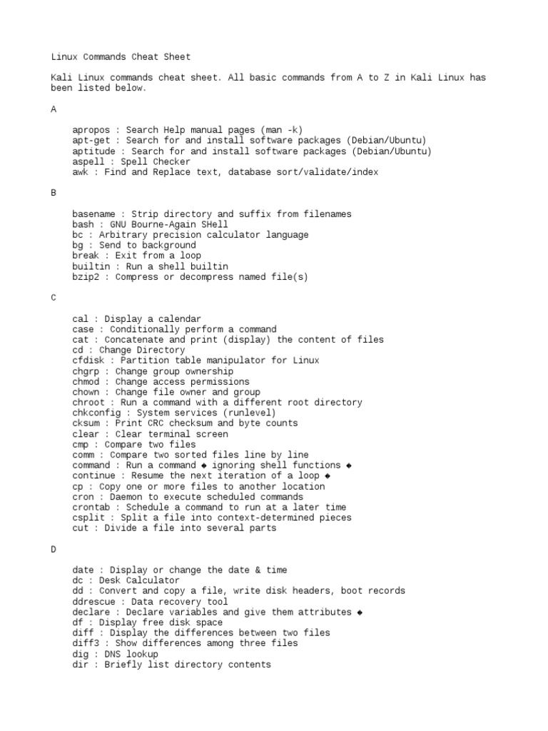 Linux Commands Cheat Sheet | Pdf | Computer File | File System