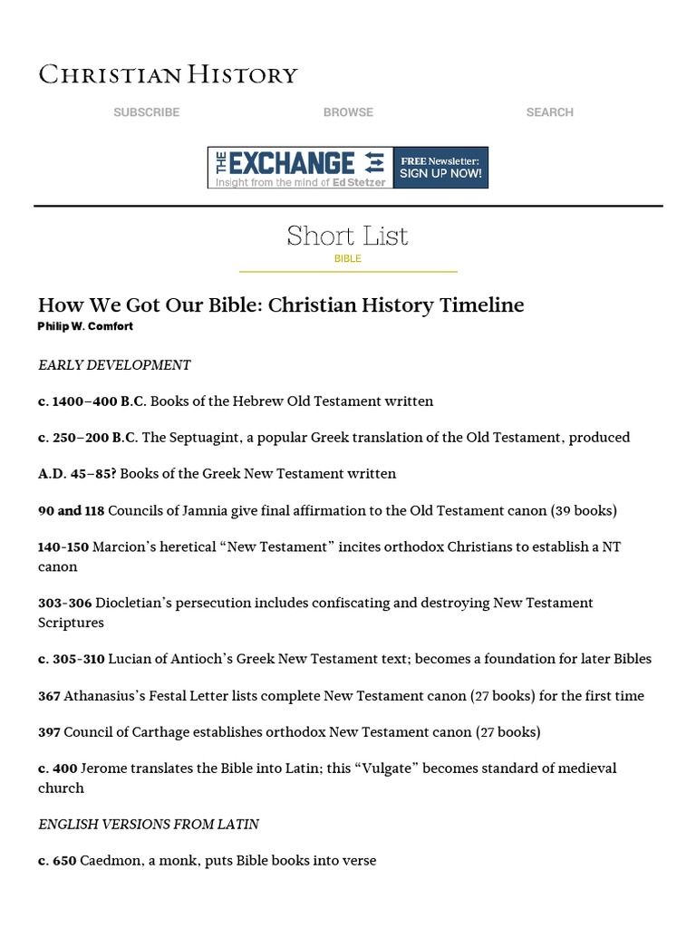Christian History Timeline Christian History PDF | PDF | Bible ...