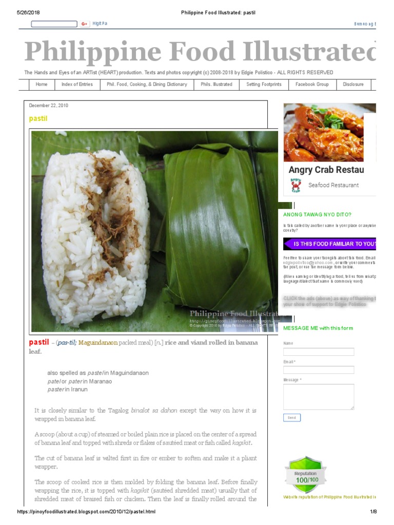 Philippine Food Illustrated - Pastil | PDF | Philippines | Foods