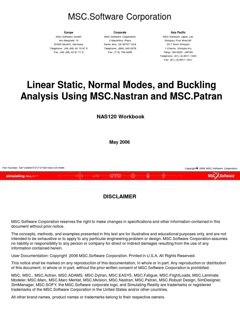 Linear Static, Normal Modes, and Buckling Analysis Using MSC - Nastran and MSC - Patran | PDF ...