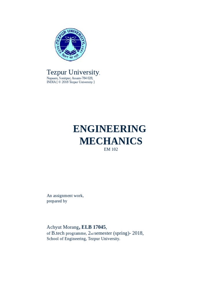 ENGINEERING MECHANICS Assignment Work | PDF | Friction | Force