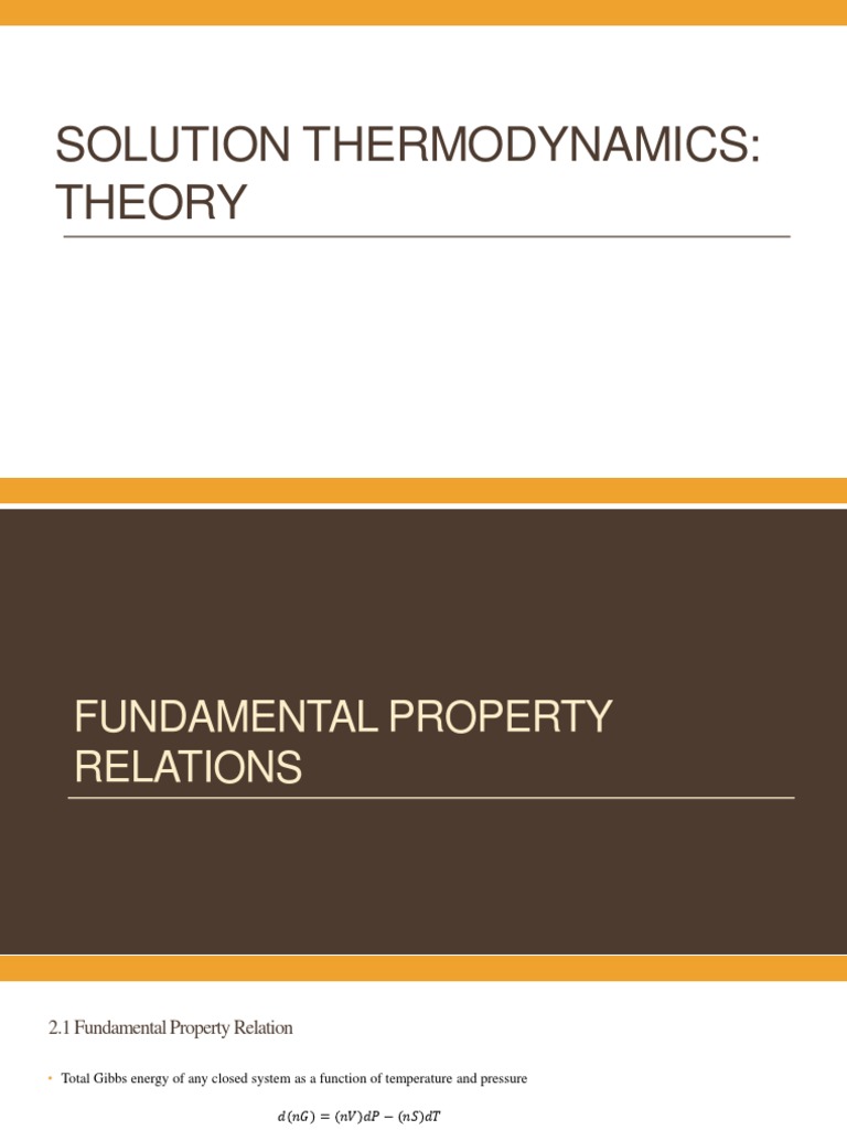 Solution Thermodynamics Theory | PDF | Chemical Equilibrium | Phase Rule