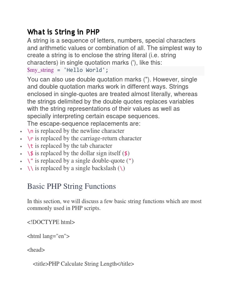 PHP String | PDF | Letter Case | Php