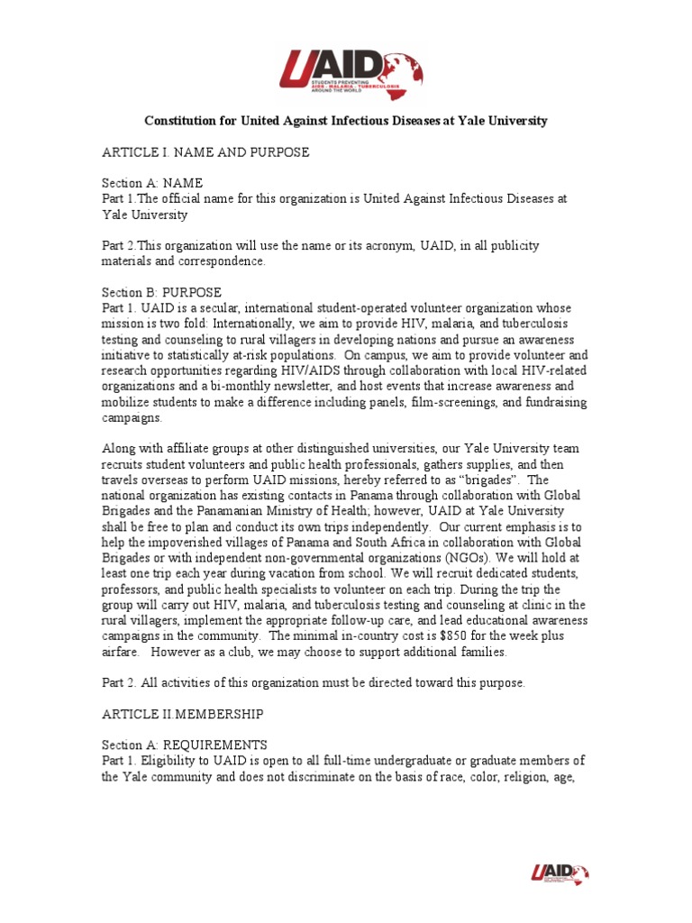 UAID Constitution 2010 | PDF | Tuberculosis | Supermajority