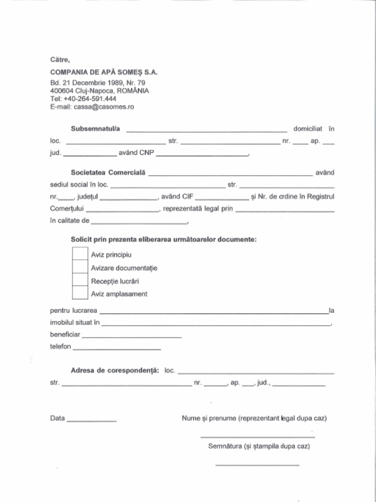 Formular Cerere BRANSAMENT | PDF