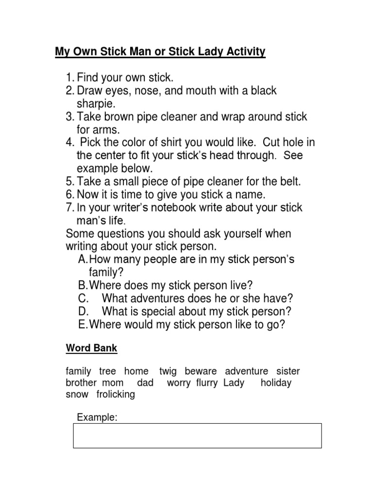 Create Your Own Stick Person Activity | PDF