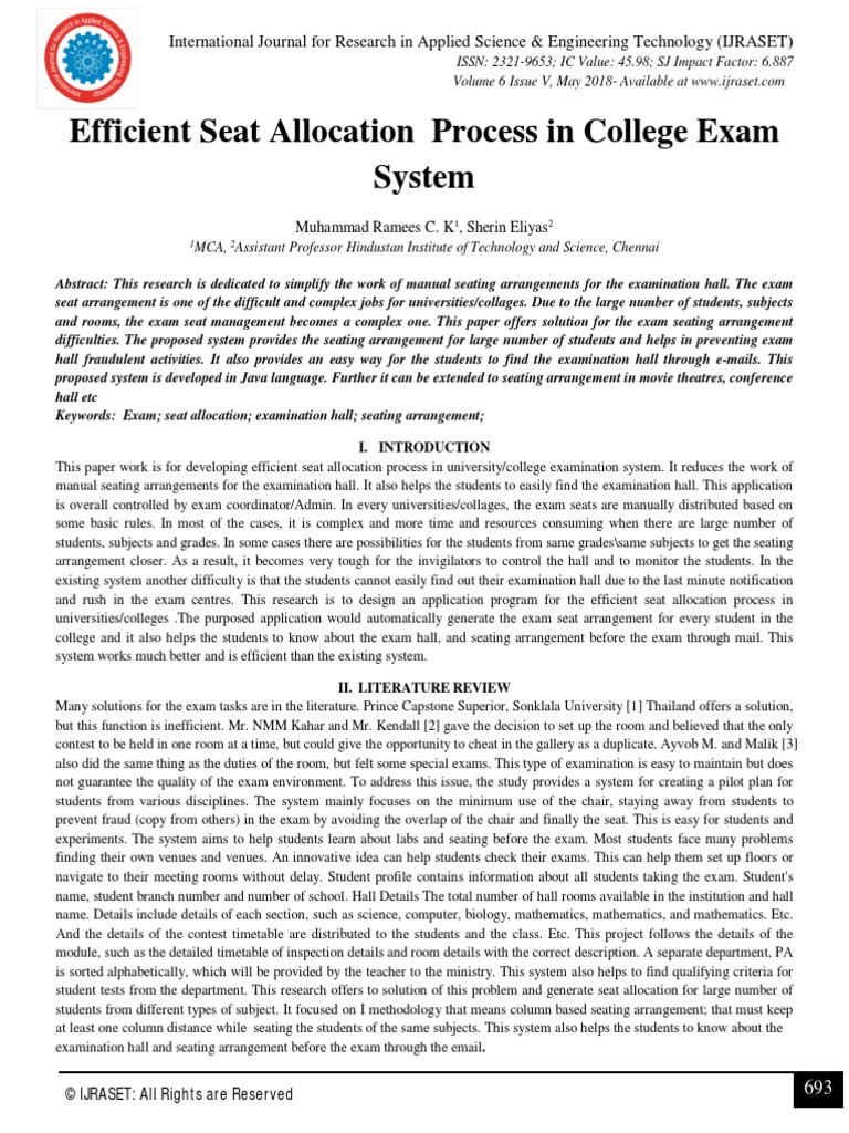Efficient Seat Allocation Process in College Exam System | PDF | System ...