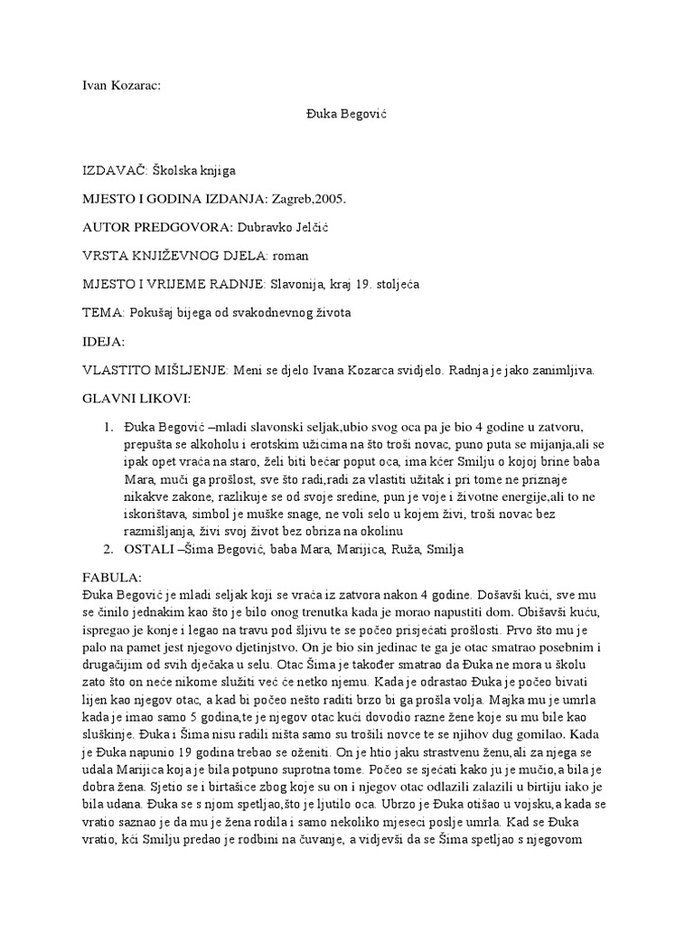 Moja Lektira - Đuka Begović | PDF