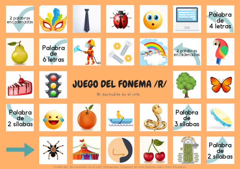 JUEGO DEL FONEMA R. Mi Escondite en El Cole | PDF