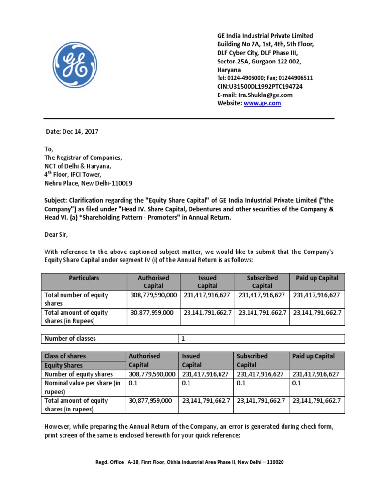 Clarification Letter GEIIPL | PDF | Equity (Finance) | Financial Economics