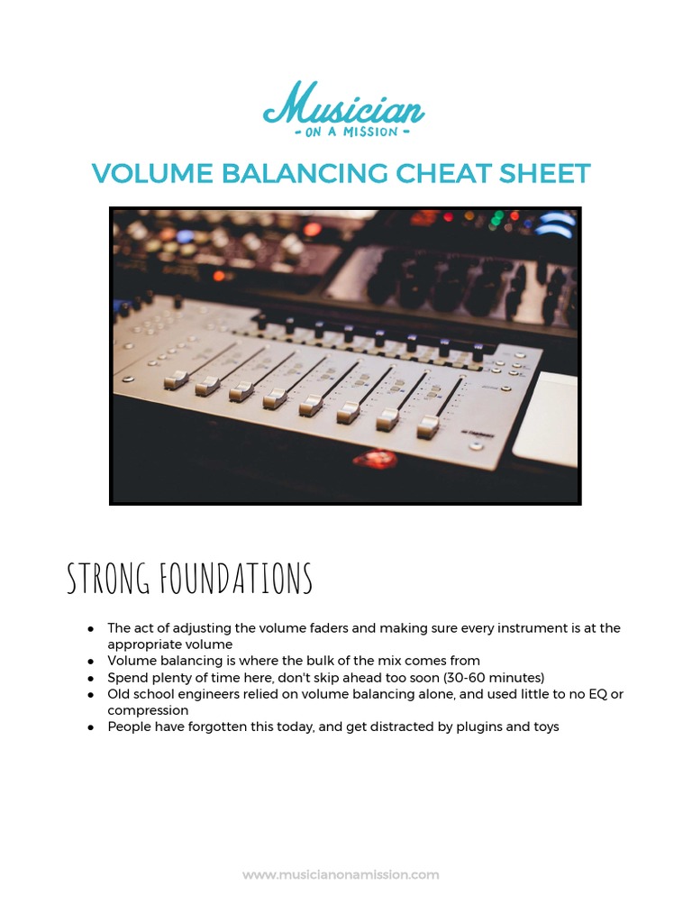Volume Balancing Cheat Sheet