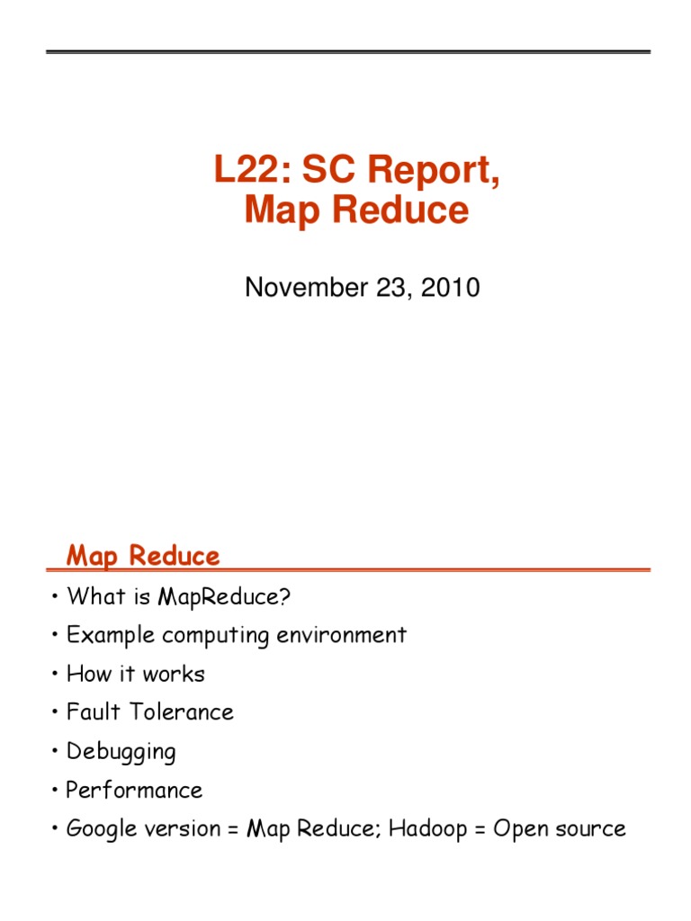 Map Reduce Intro CS4961-L22 | PDF | Map Reduce | Information Technology