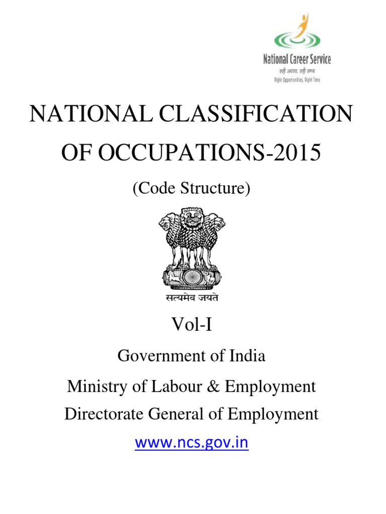2015 NCO - National Classification of Occupations - Vol I | PDF ...