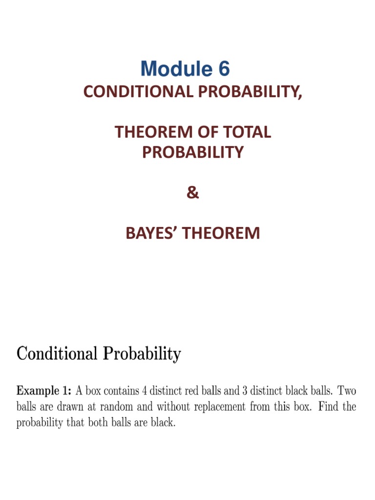 Conditional Probability, Theorem of Total Probability & Bayes' Theorem ...