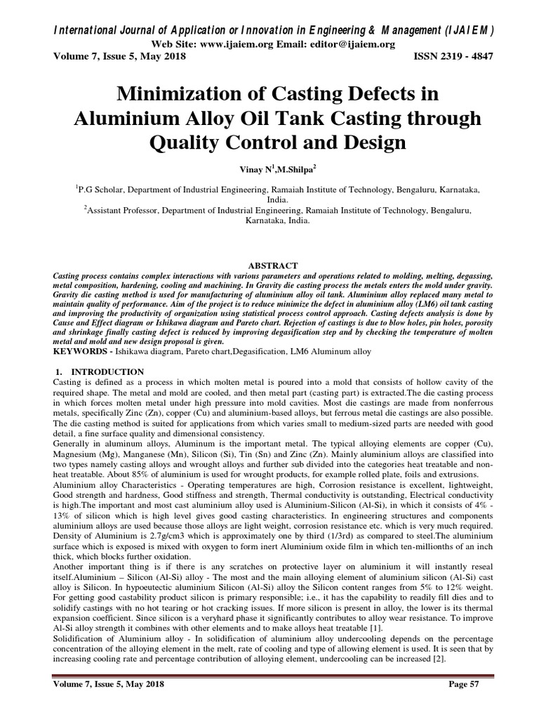 Minimization Of Casting Defects In Aluminium Alloy Oil Tank Casting
