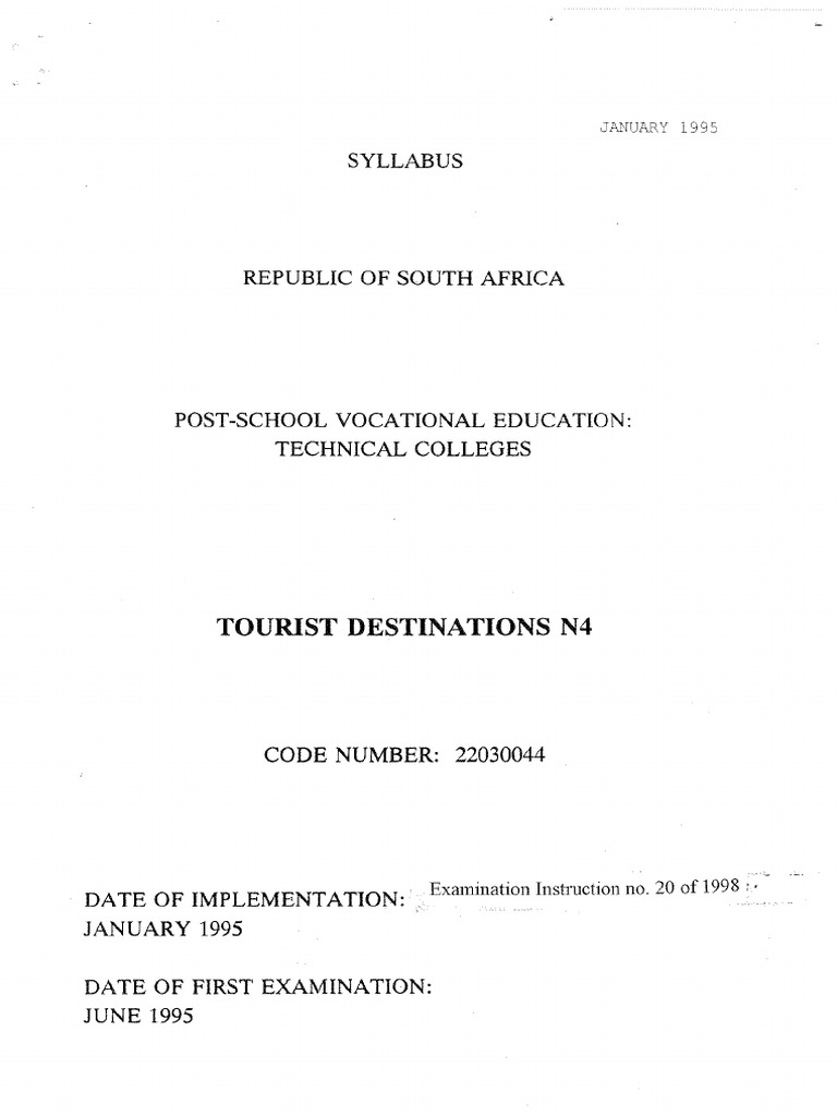 Tourist Destination n4-n6 | PDF