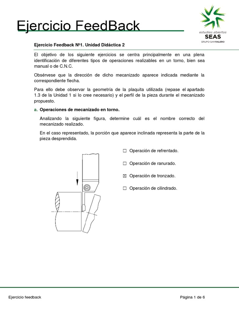 Ejercicio Feedback Nº1. Unidad Didáctica 2 TEORIA de TALLER | PDF | Mecanizado | Equipo