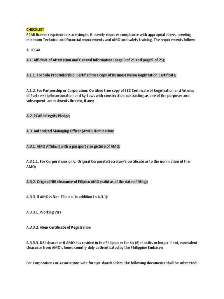 Checklist Pcab | PDF | Corporations | Receipt