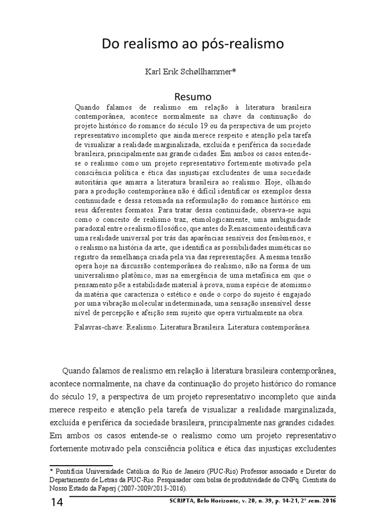 Realismo na Literatura Brasileira Atual | PDF | Realismo (artes ...