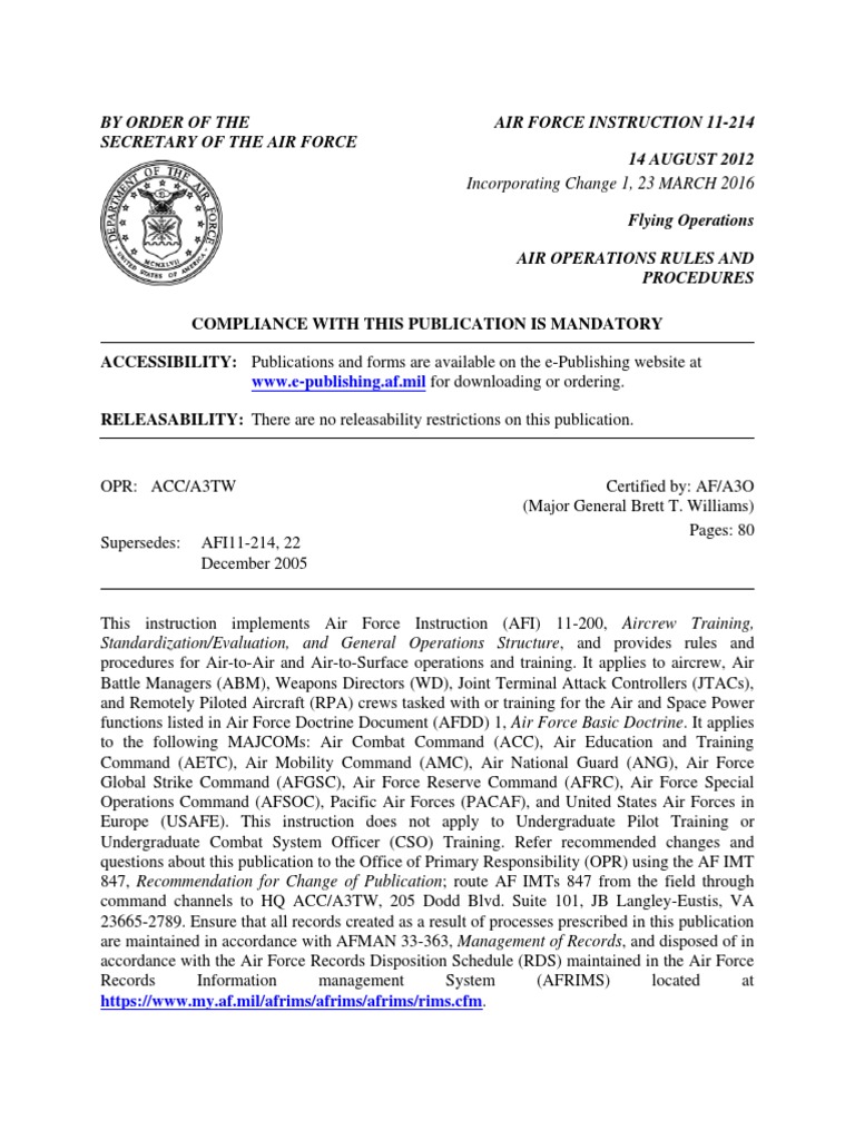 Afi11-214 (Air Operations Rules and Procedures) | PDF | United States ...