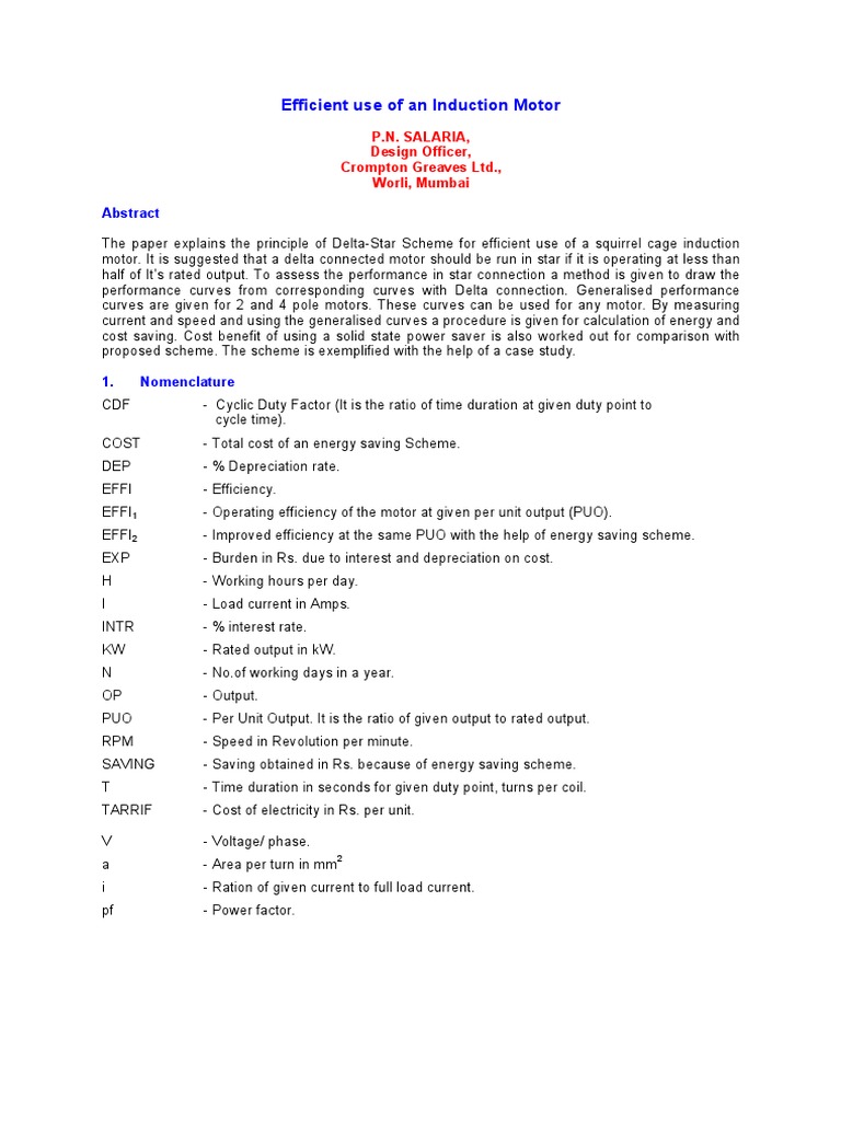 Efficient Use of An Induction Motor | PDF | Electrical Engineering | Nature
