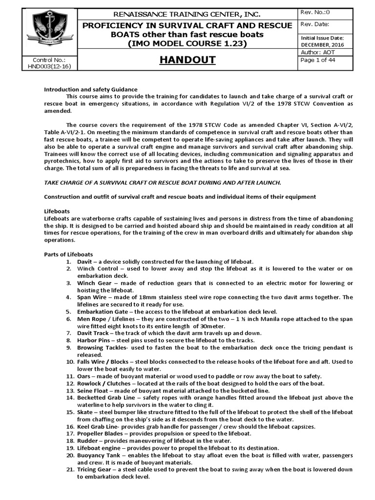 Maritime Survival Craft Training | PDF | Ships | Watercraft