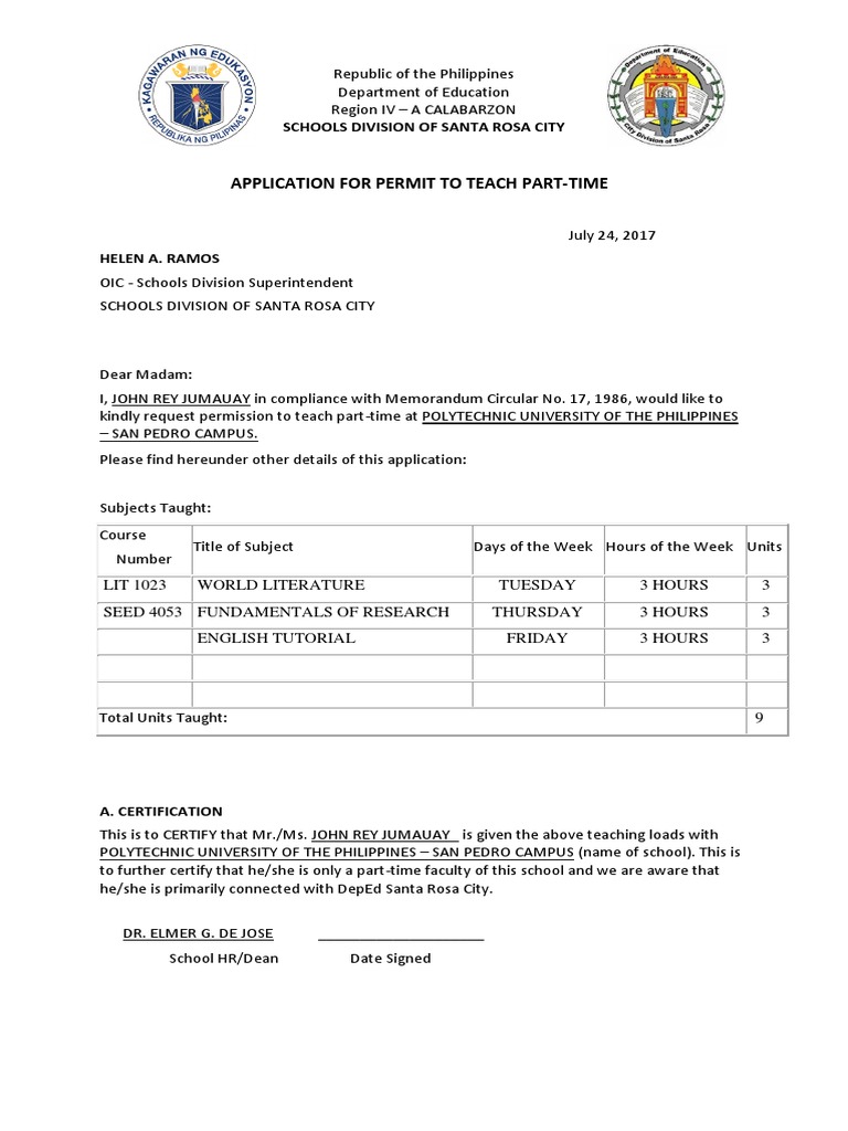 Permit To Teach Version 2 | PDF | Government Information | Justice